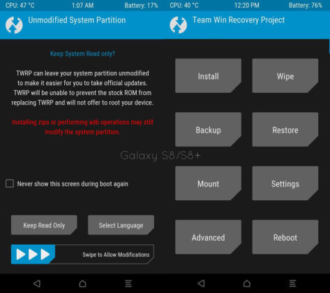 Root Samsung S8/S8+: Unlock Bootloader, install TWRP and SuperSU