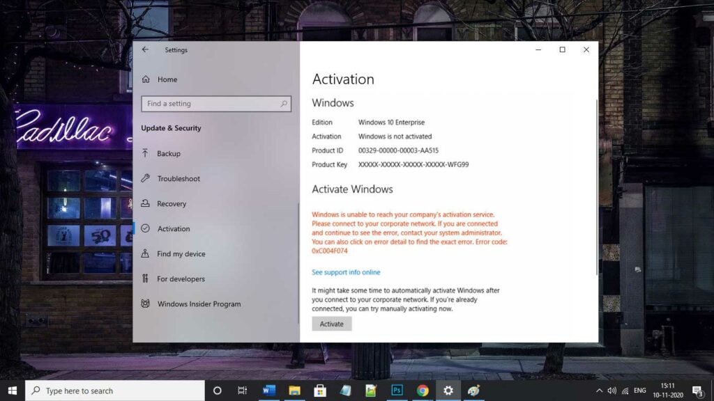 How to Fix Windows 10 Activation Error 0x803fa067 - DevsJournal